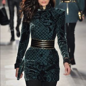 Balmain | Dresses | Nwt Green Velvet Balmain Mini Dress | Poshmark
